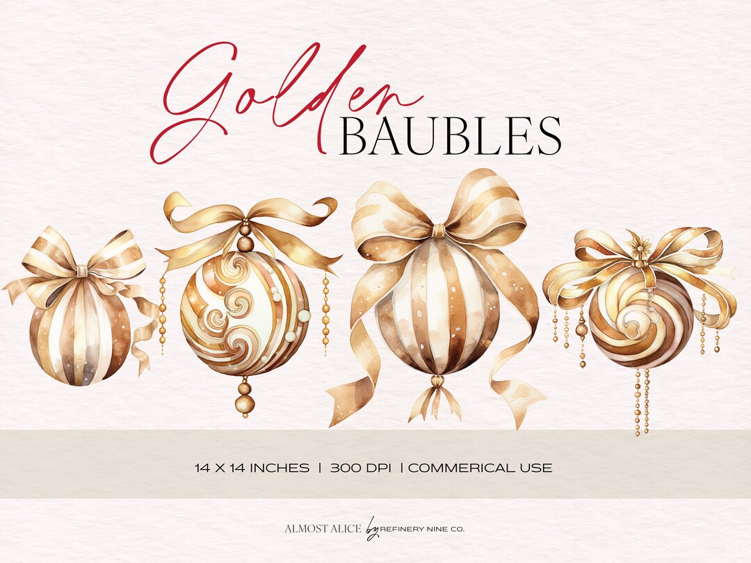 Christmas Baubles Clipart, Transparent, Watercolor PNG, Xmas Balls ...