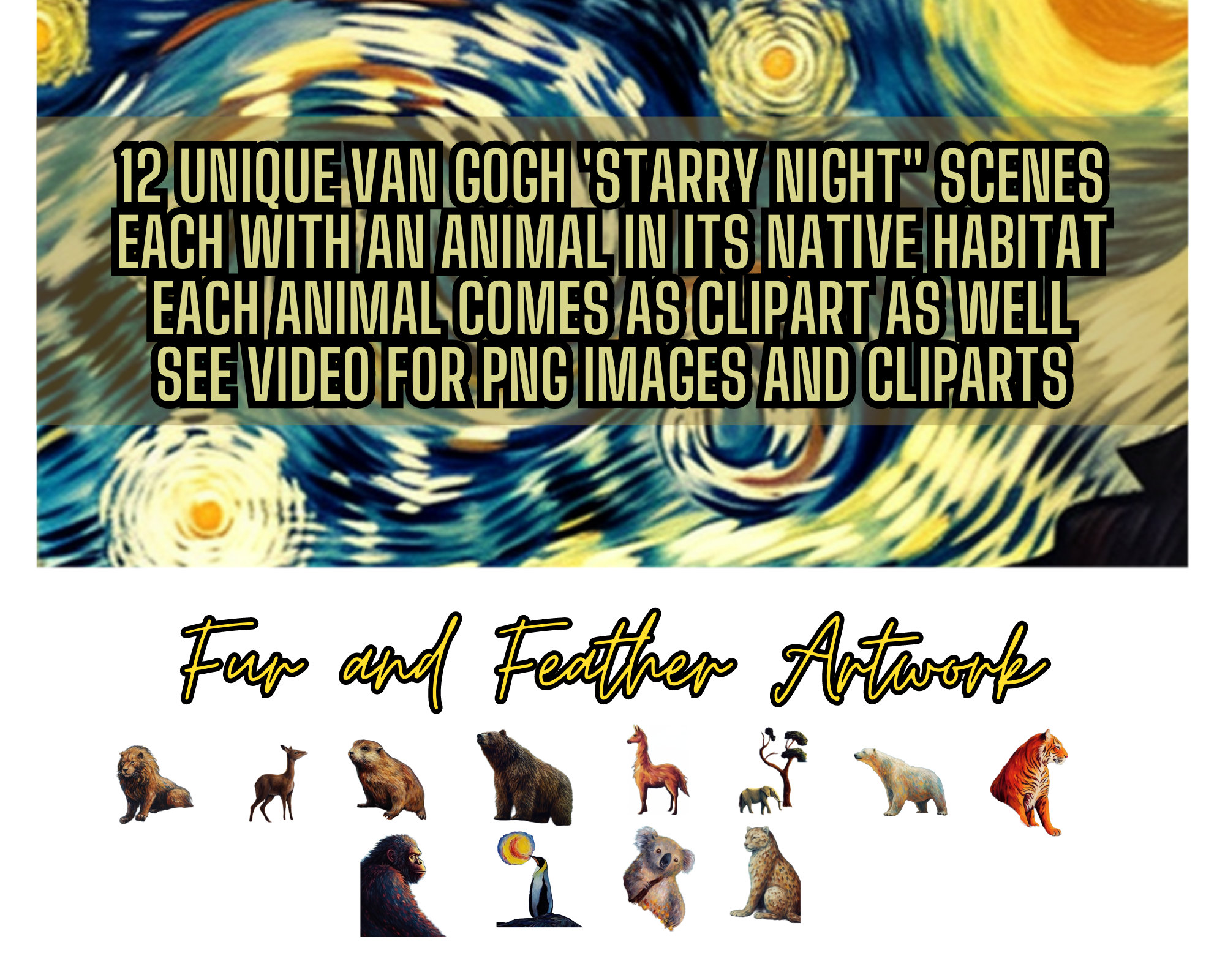 Starry Night Animal Kingdom: 12 Unique Animals in Their Native Habitat ...