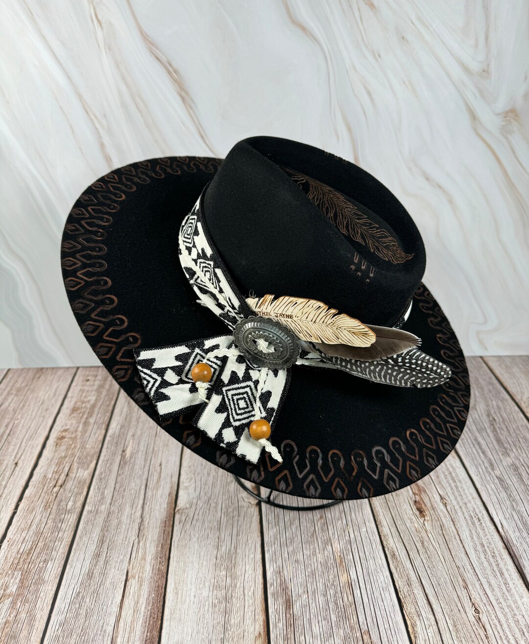 Custom Burned Hat Hand Burned Wide Brim Hat Western Hat - Etsy