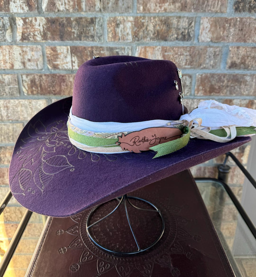 Burned Plum Cowboy Hat: Custom Branded Western Rodeo Hat. Freehand ...