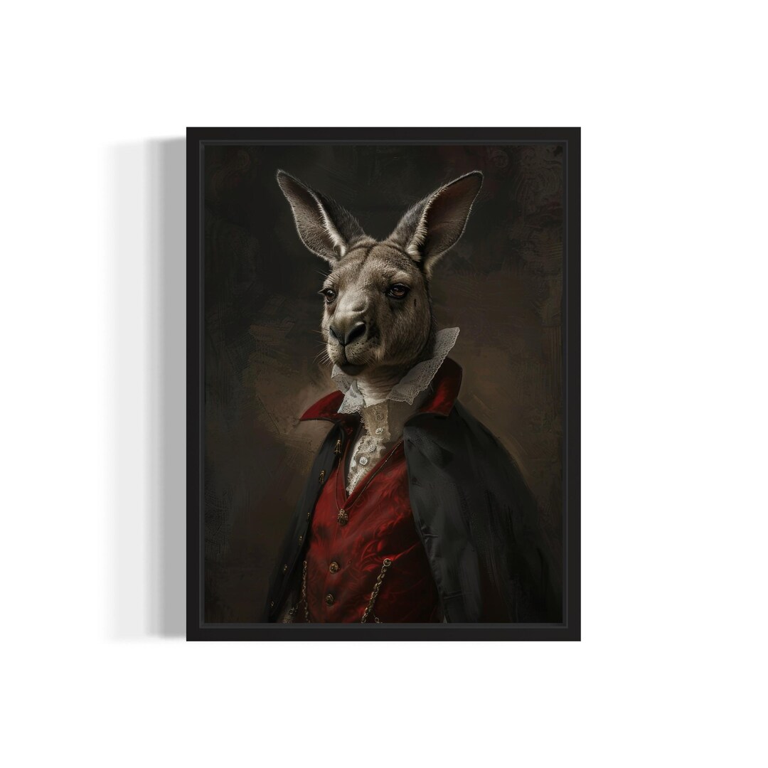 Kangaroo Vampire Portrait Poster Art Print, Vintage Gothic Animal ...