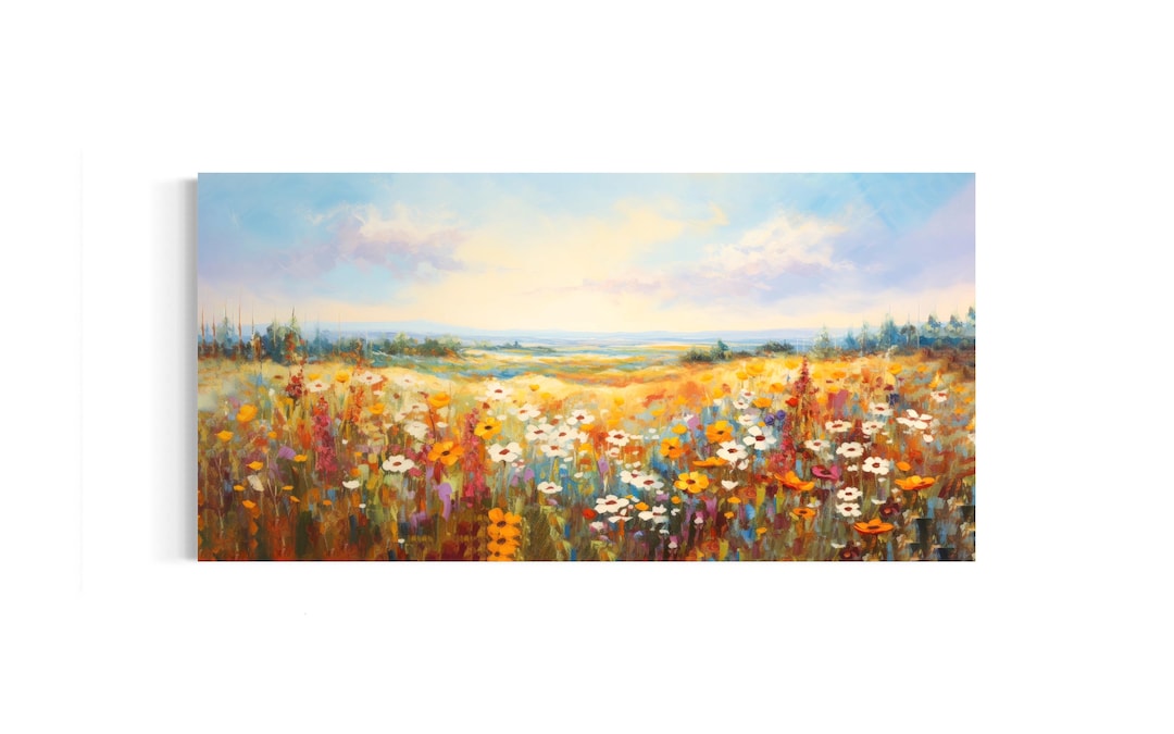 Wildflowers Art Painting on Canvas, Wall Art Artwork Gallery Wrap Stretched on Canvas Ready to ...