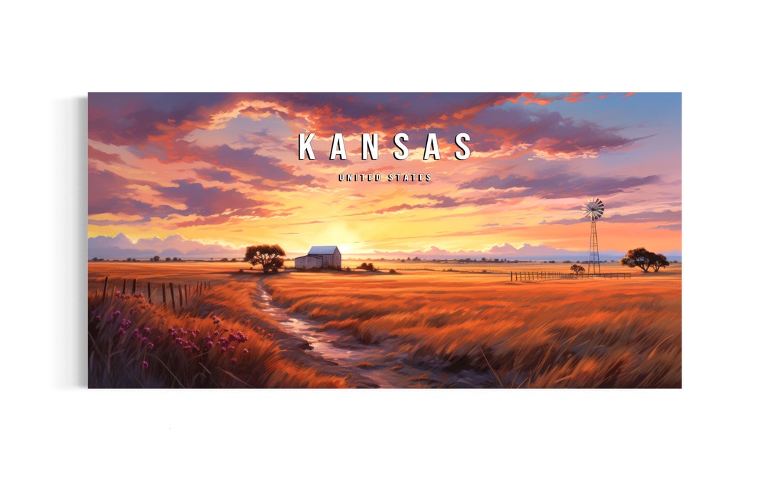Kansas Wall Art Painting on Canvas, US States Wall Art Artwork Gallery ...