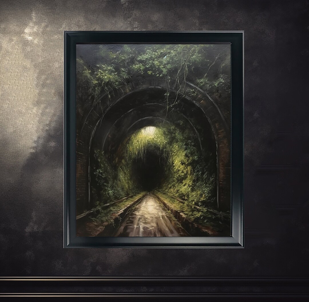 Haunted Tunnel Gothic Poster Art Print, Tunnel Painting Wall Art Poster ...