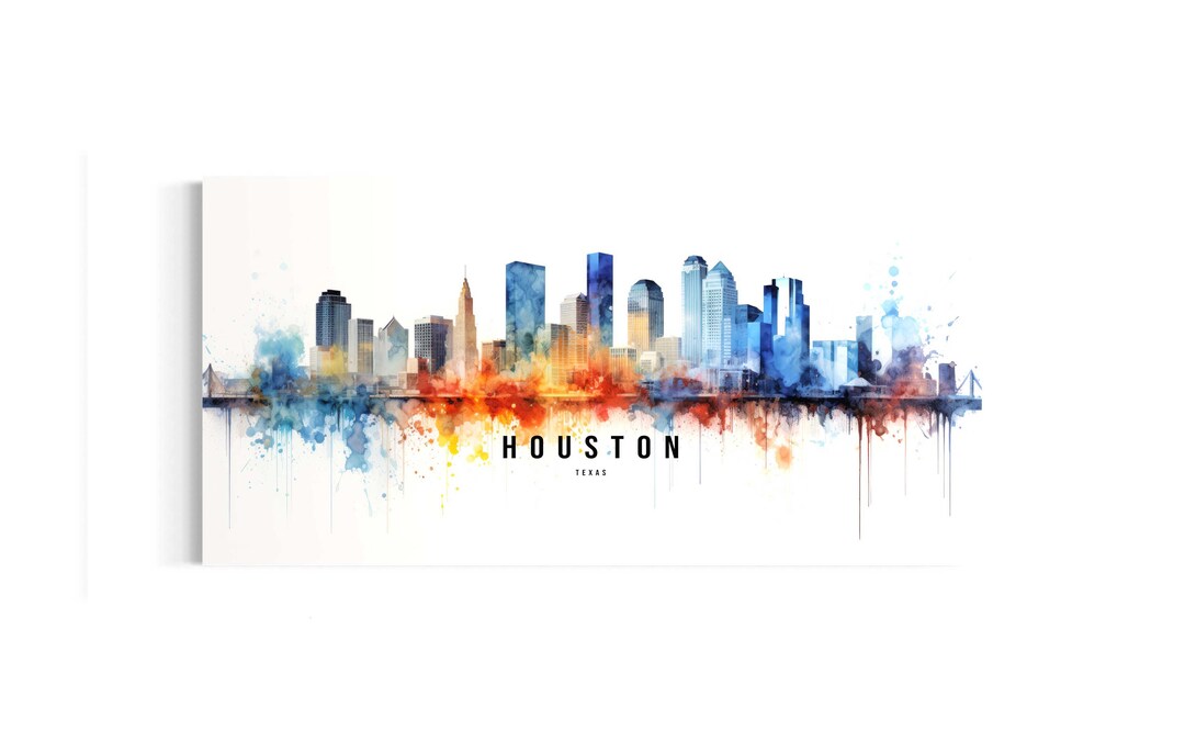 Houston Texas Wall Art Painting on Canvas, US Cities Wall Art Artwork ...