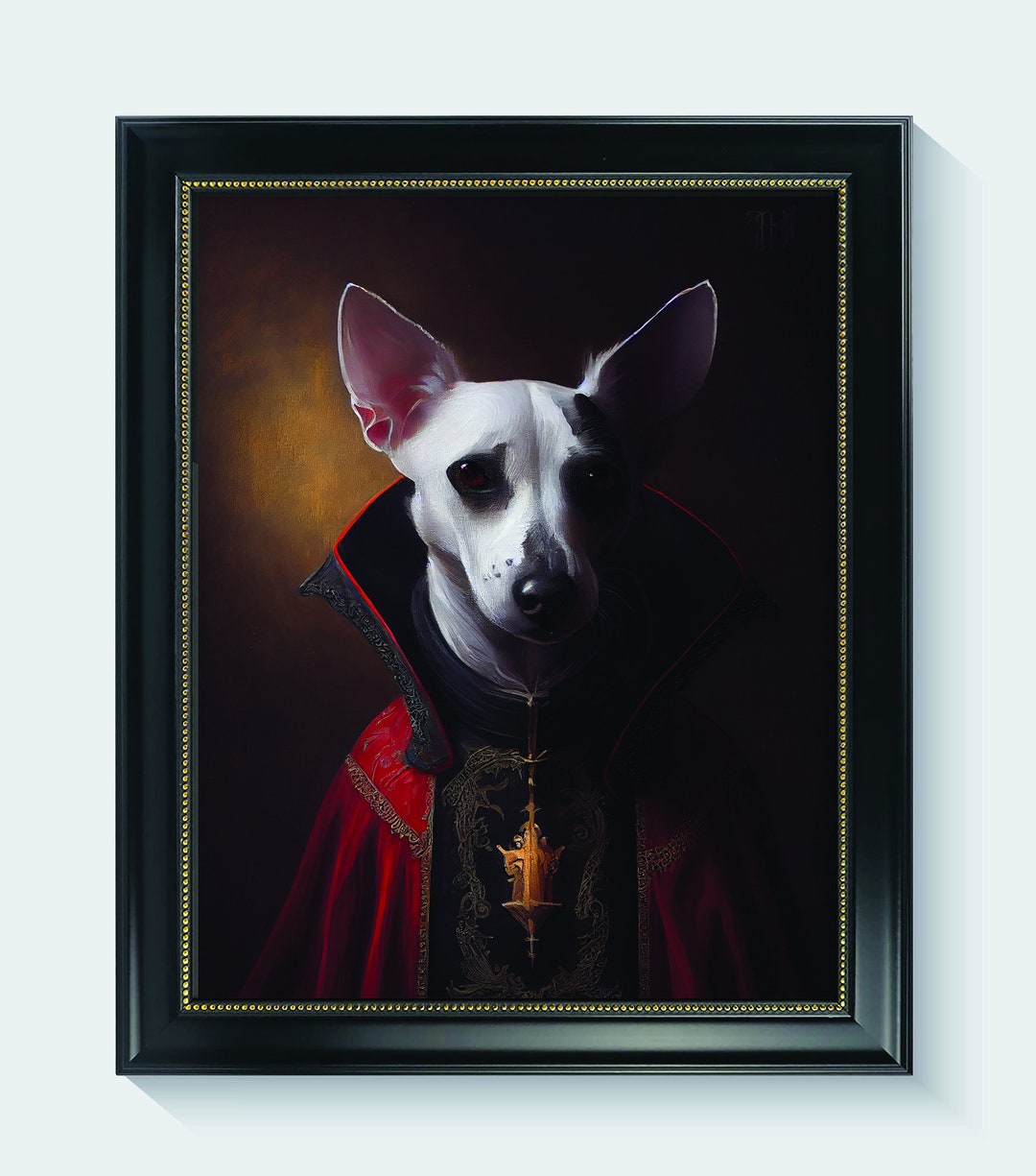 Dog Vampire Gothic Art Print, Dog Vampire Portrait Painting Wall Art ...