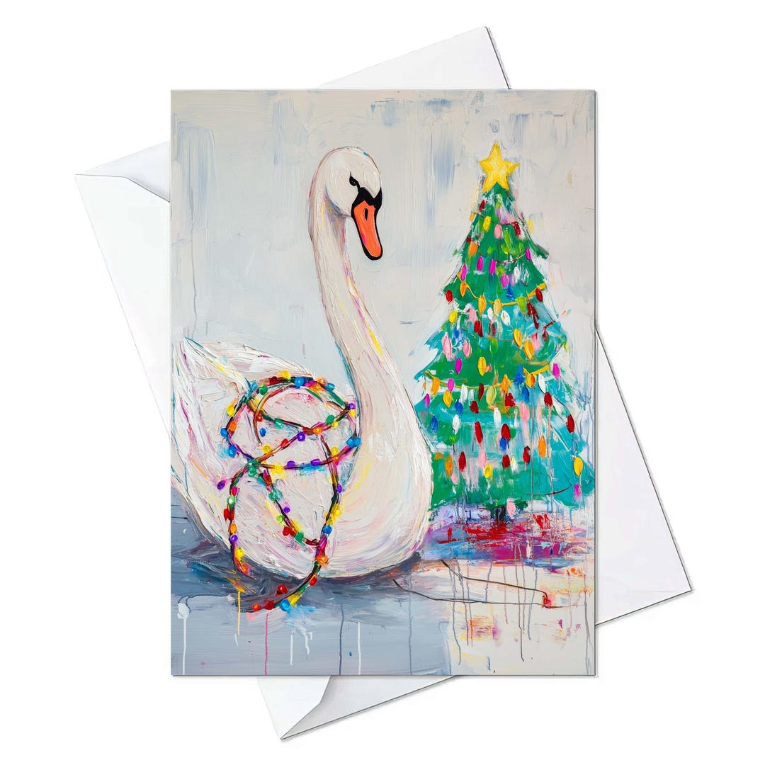 Swan Bird Christmas Greeting Cards Cards With Envelopes Large 5 X 7 ...