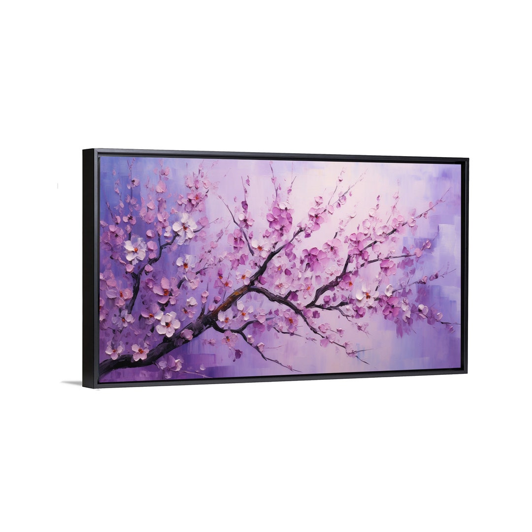 Purple Cherry Blossom Tree Painting on Canvas Art Print Large - Etsy