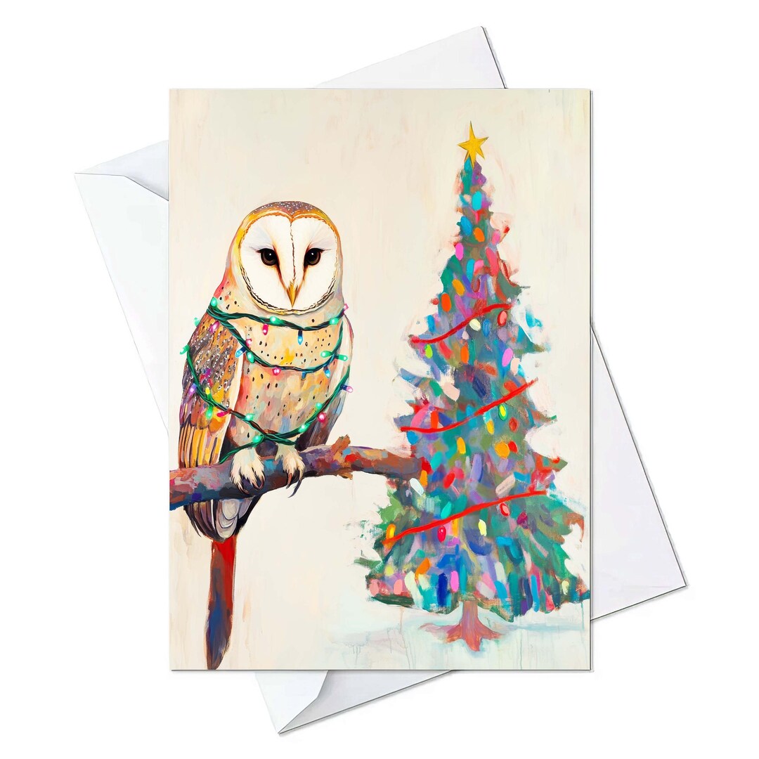 Barn Owl Christmas Greeting Cards Cards With Envelopes Large 5 X 7 Inch ...