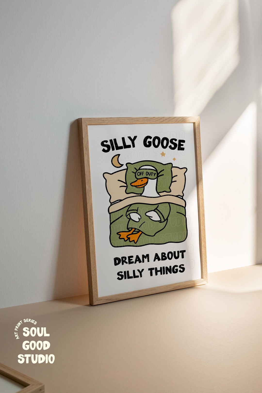 Silly Goose Dreaming Wall Art | Funny Self Care Print | Digital ...