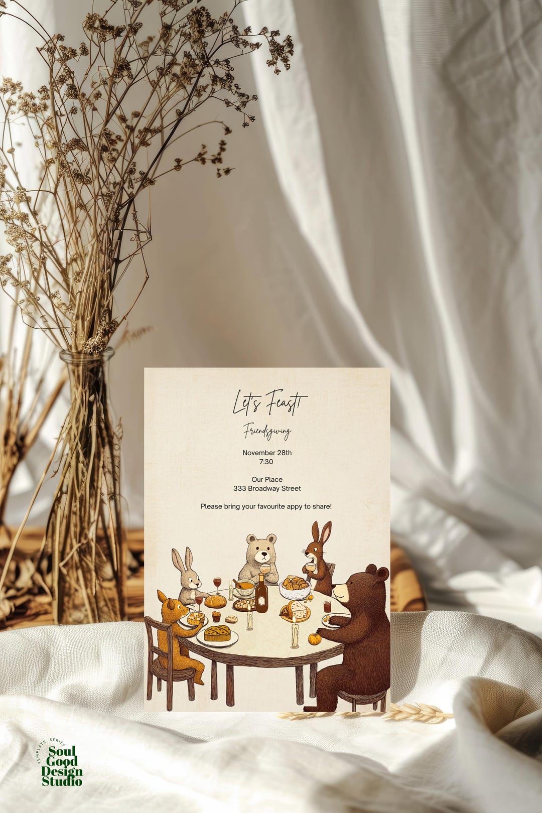 Dinner Invitation Editable Template Whimsical Dinner Party Invite Hand ...