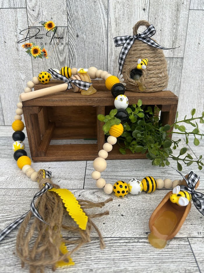 Mini Bee Skep, Tiered Tree Decor, Bee Decor, Farmhouse Decor, Spring ...