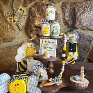 Buzz Bee on Spring, Bee Tiered Tray, Tiered Tray, Farmhouse, Summer ...