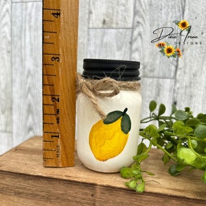 Set of Three Mini Lemon Mason Jars, Lemon Tiered Tray, Farmhouse Decor ...