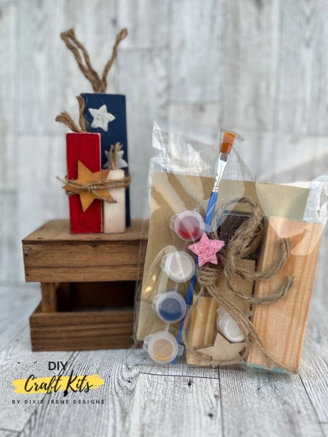 DIY Kit, Firecracker Trio, Flag, Tiered Tray, Summer Decor, Farmhouse ...