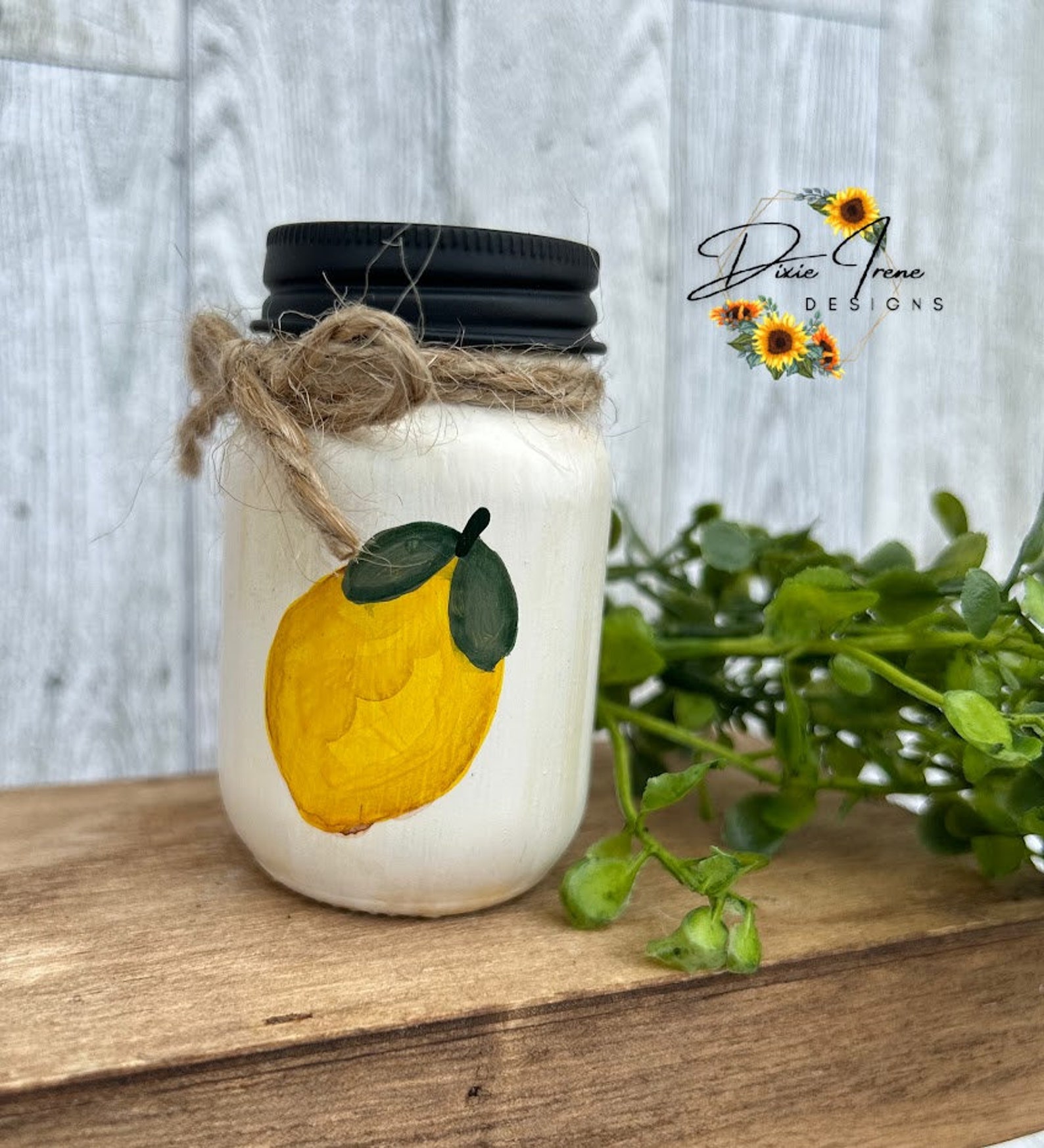 Set of Three Mini Lemon Mason Jars, Lemon Tiered Tray, Farmhouse Decor ...