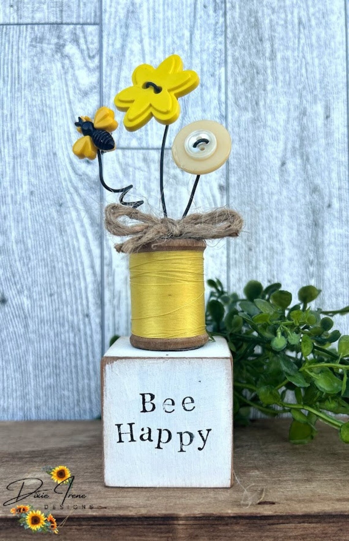 Bee Happy Block and Spool, Cute Bee, Bee Decor, Bee Tiered Tray, Summer ...