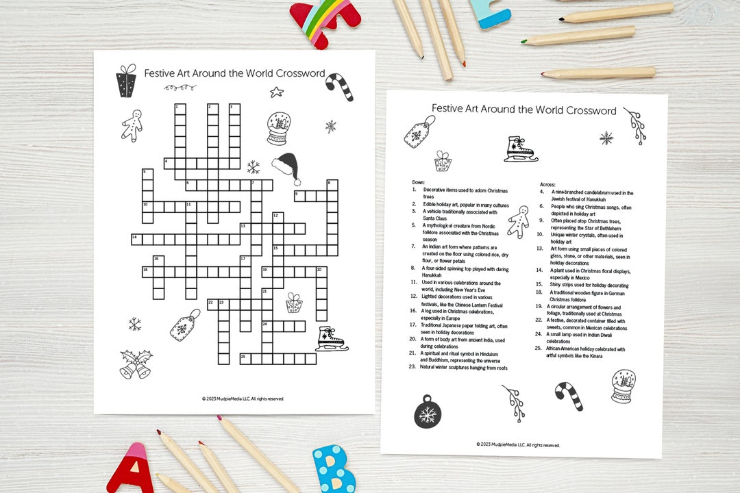 Festive Art Around the World Crossword Puzzle Worksheet - Instant ...