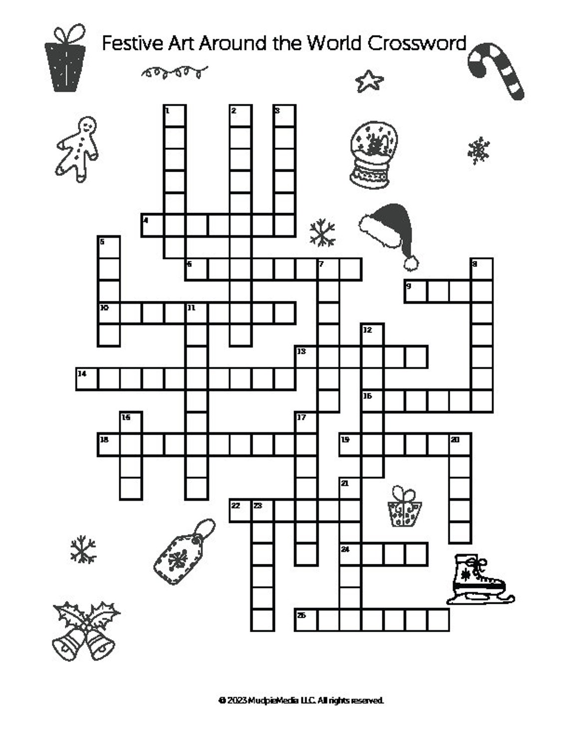 Festive Art Around the World Crossword Puzzle Worksheet - Instant ...