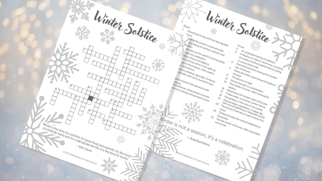 Winter Solstice Crossword: Fun, Educational, Cozy | Ideal for Families ...