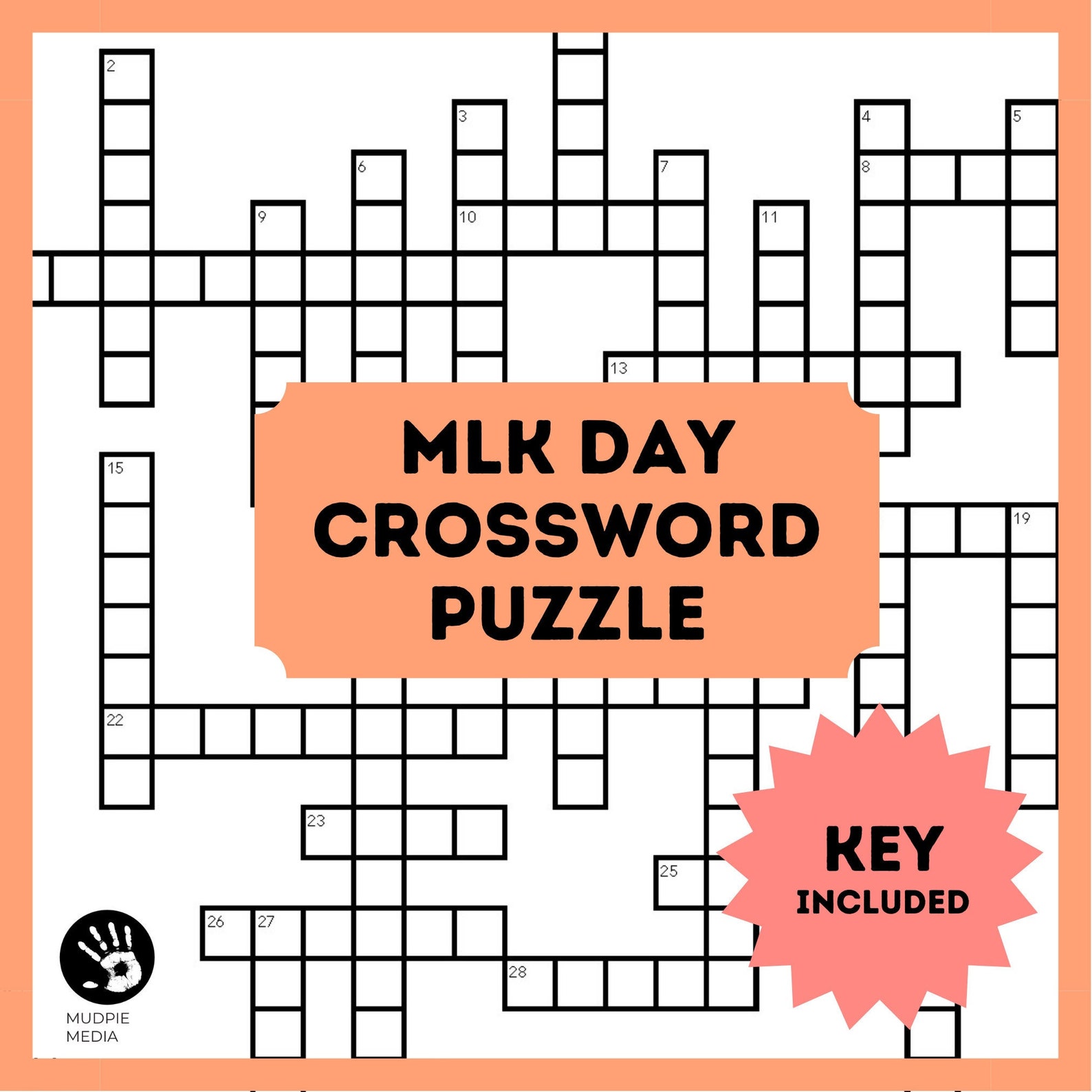 MLK Day Crossword Puzzle, Civil Rights Educational Activity (printable ...