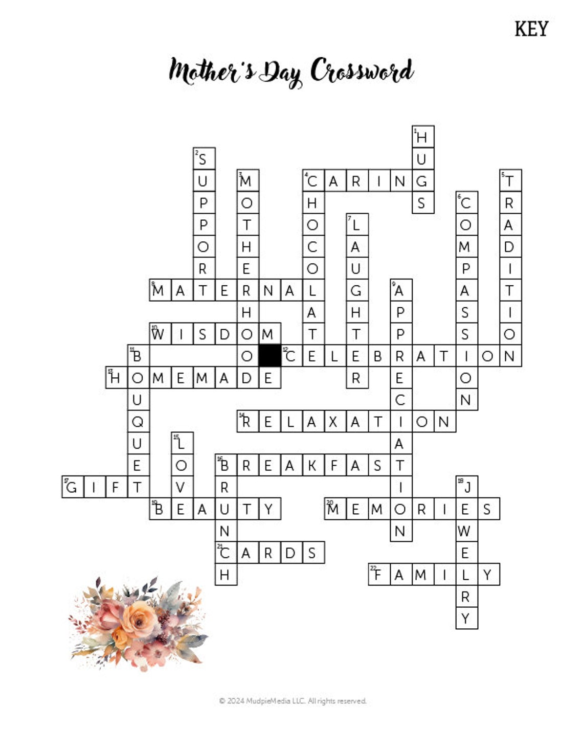 Mother Day Crossword Puzzle Game for Mom Instant Download Gift for Mom ...