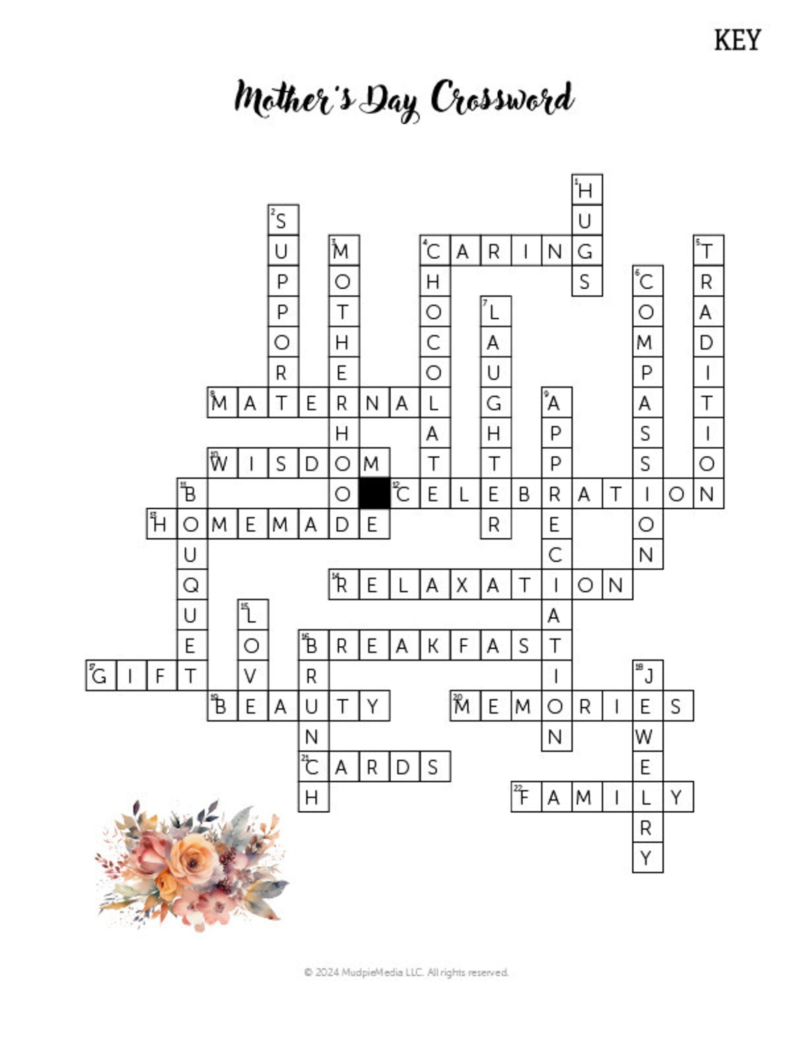 Mother Day Crossword Puzzle Game for Mom Instant Download Gift for Mom ...