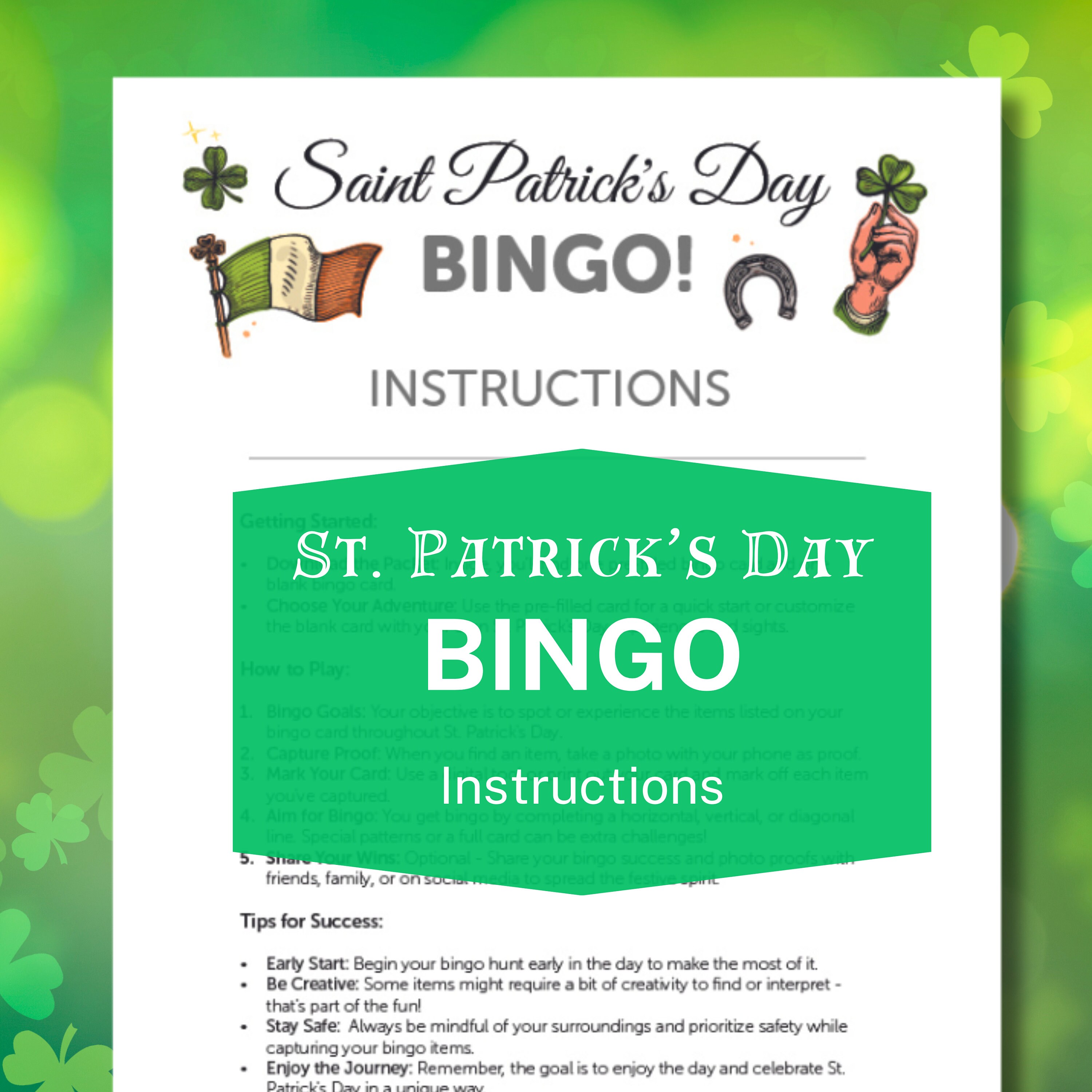 St. Patrick's Day Bingo Packet: Instant Download! Includes Pre-filled ...
