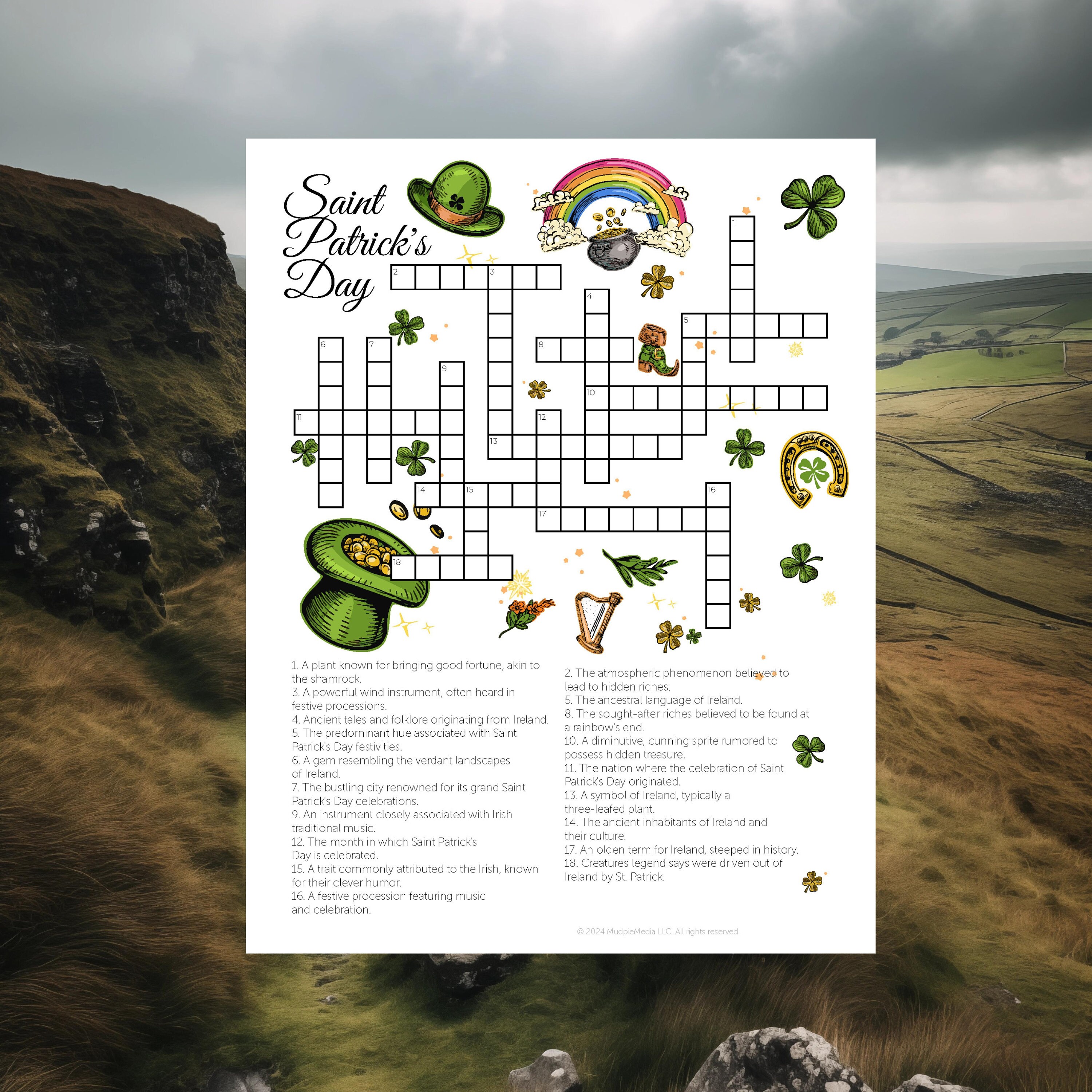 St. Patrick's Day Crossword Puzzle (easy) - Fun for Kids and Adults ...