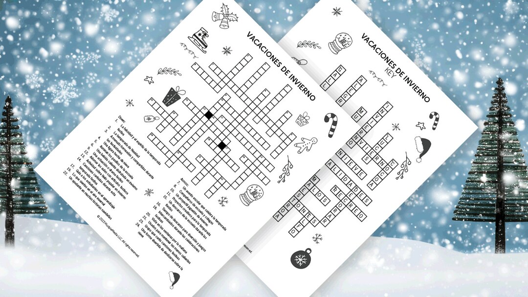 Vacaciones De Invierno Crossword Puzzle: All Spanish| Great for Spanish ...