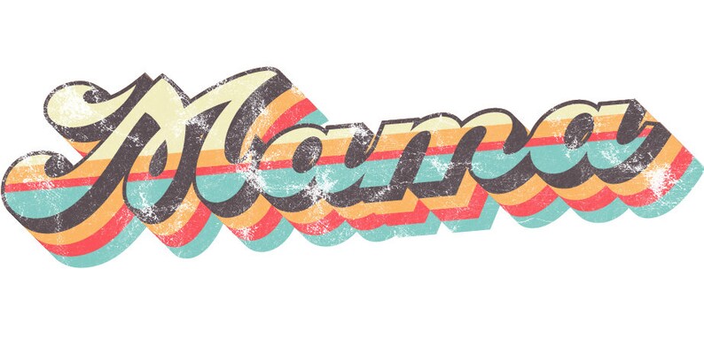 Mama Clipart PNG Instant Download Decal 70s Mom Retro Style Beach ...