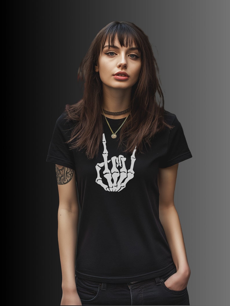 Goth Woman Black T-shirt Mockup PSD With Layers and Transparent ...
