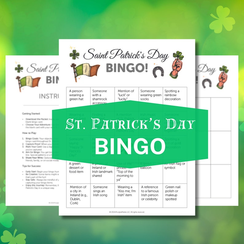 St. Patrick's Day Bingo Packet: Instant Download! Includes Pre-filled ...