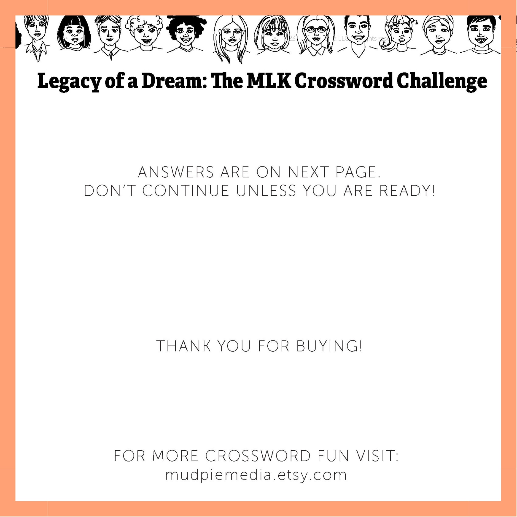 MLK Day Crossword Puzzle Educational Activity for Students and Teachers ...