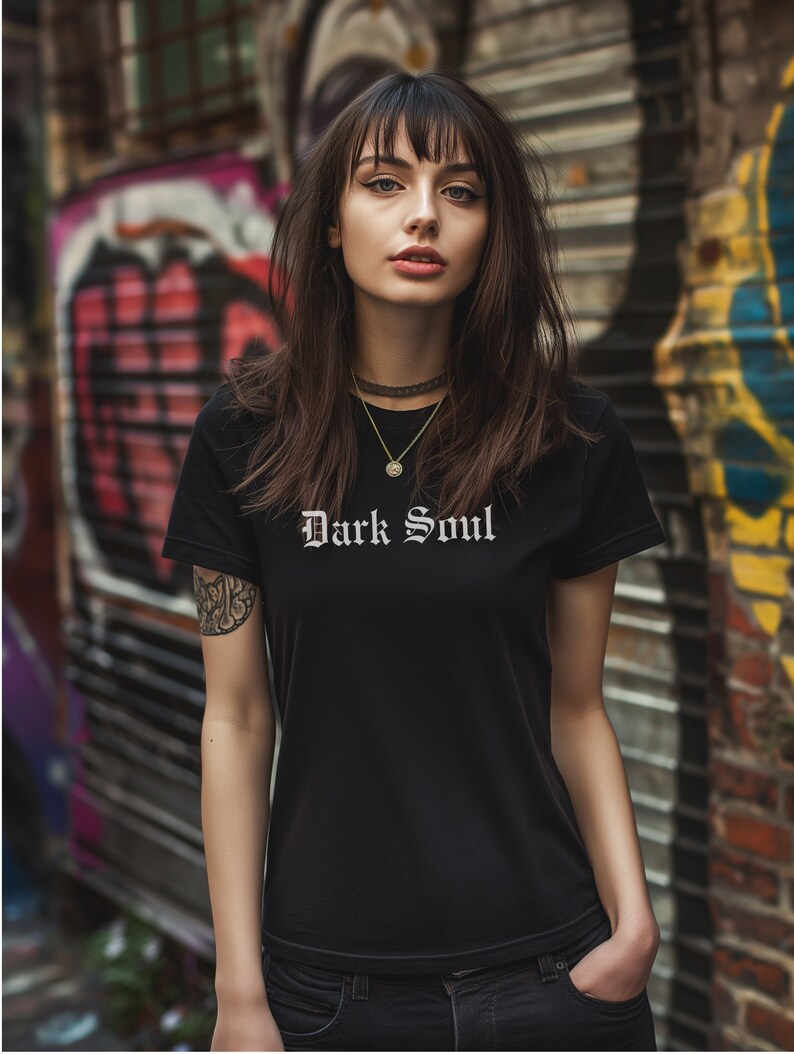 Goth Woman Black T-shirt Mockup PSD With Layers and Transparent ...