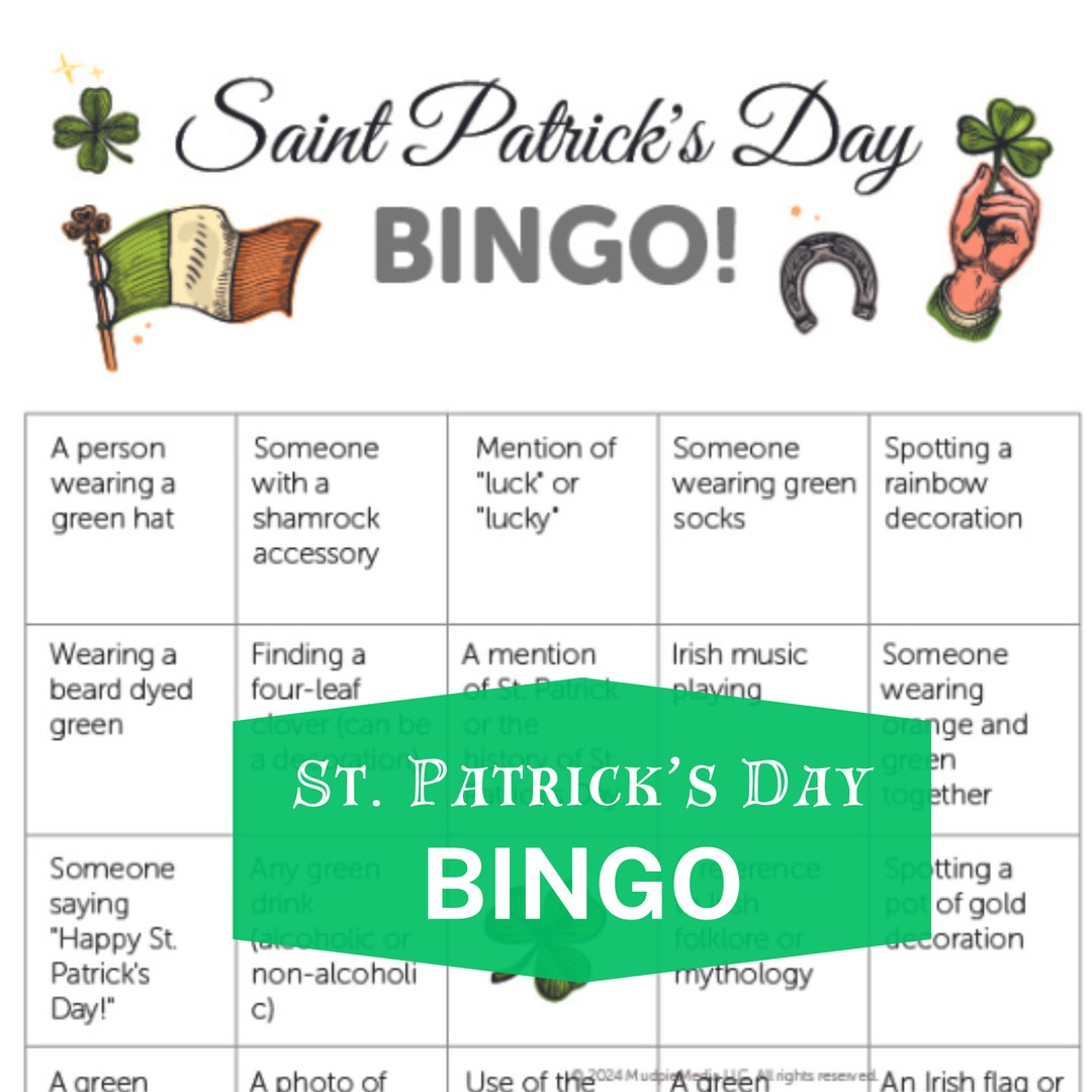 St. Patrick's Day Bingo Packet: Instant Download Includes Pre-filled ...
