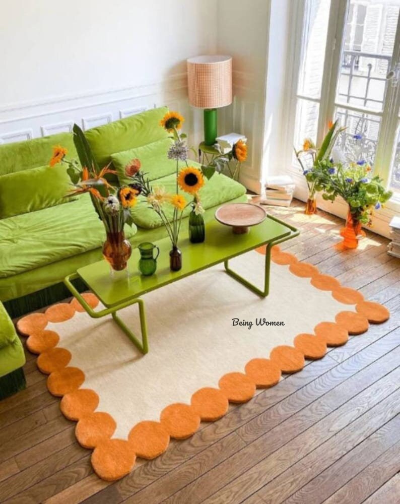 Bespoke Luxury Aesthetic Scallop Hand Tufted Abstract Mid Century ...