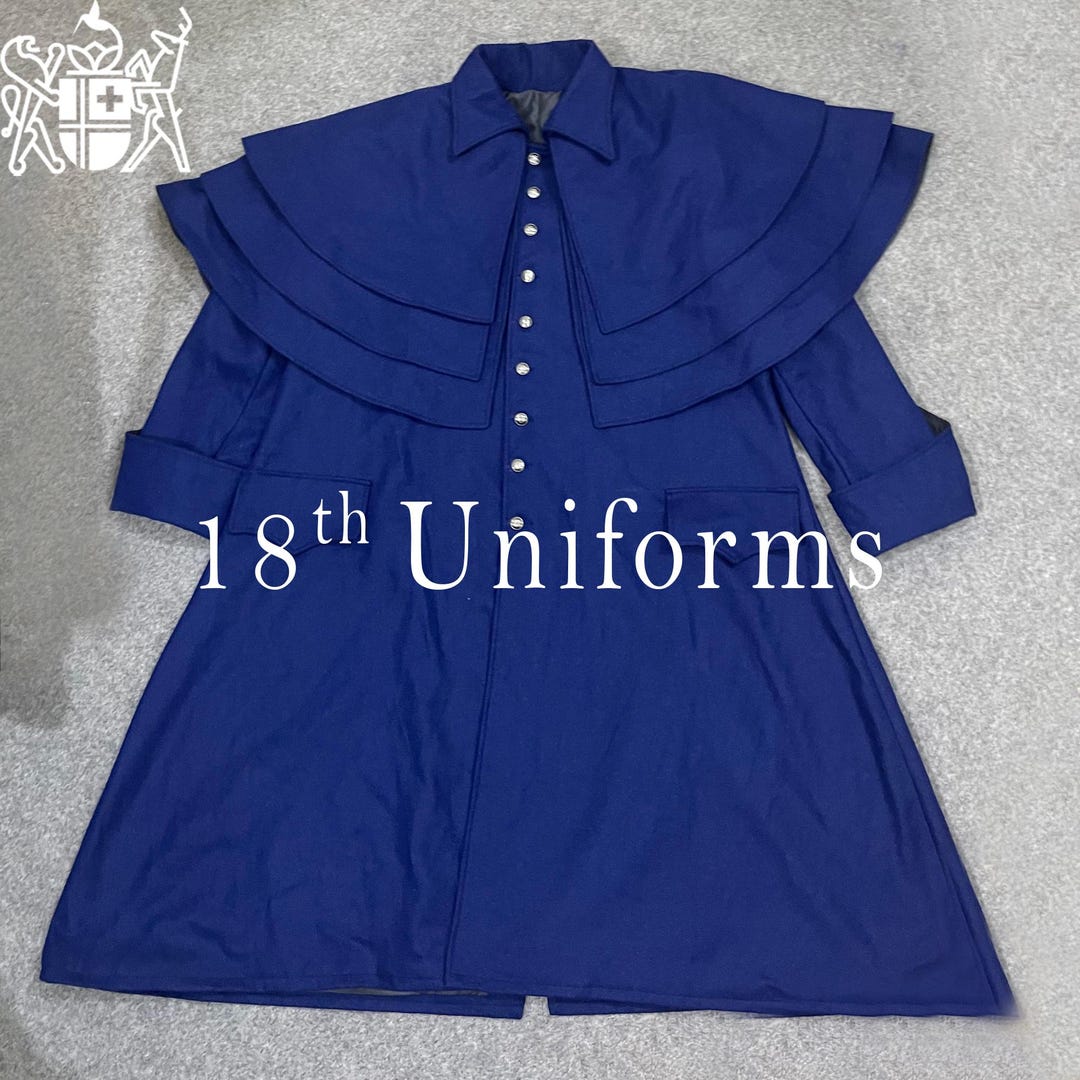 New Men Blue Wool Inverness Cape, Regency Overcoat, Medieval Cloak ...