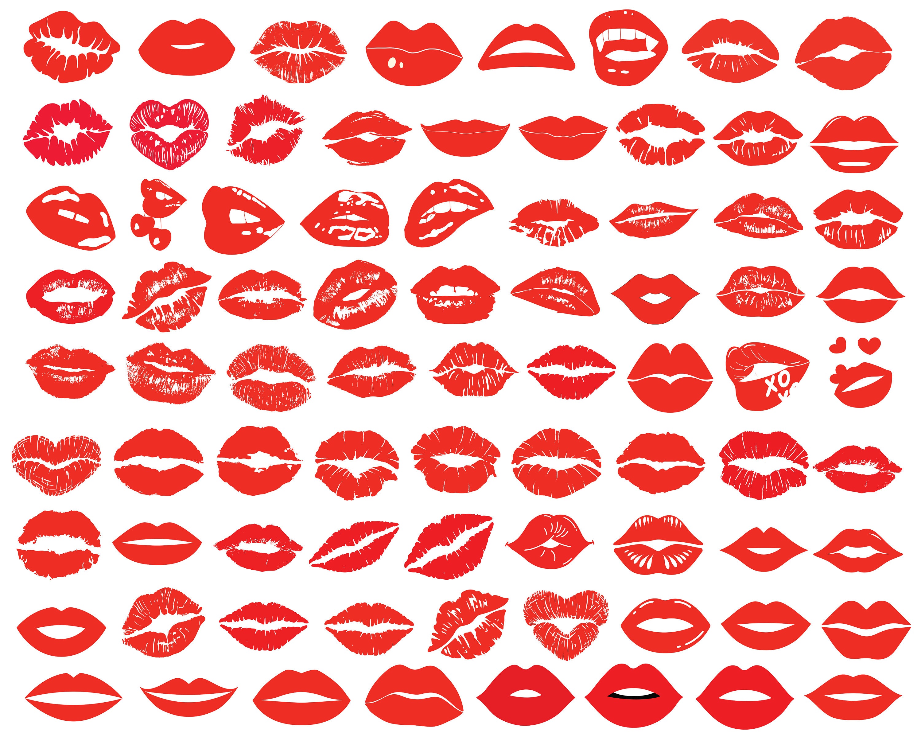 Valentines Lips Svg Bundle, Red Lips Svg, Kiss Svg, American Lips Svg ...