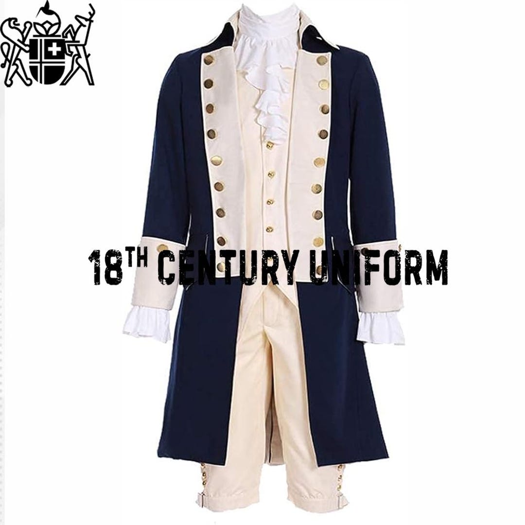 Navy Blue Wool 18th Century Military Uniform: Colonial British Officer ...