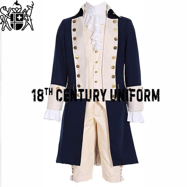Navy Blue Wool 18th Century Military Uniform: Colonial British Officer ...