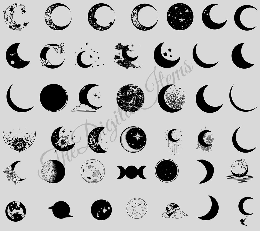 Moon SVG Bundle, Floral Moon Svg, Mystic Celestial Svg, Moon and Stars ...