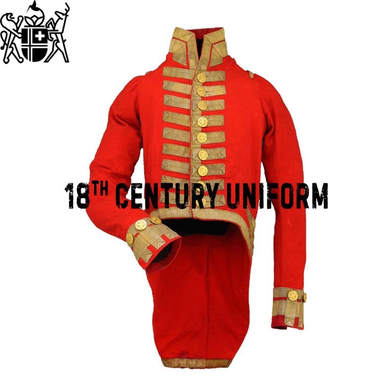 Red Wool Military Tailcoat: 1814 Guard Jacket, 18th Century Uniform - Etsy