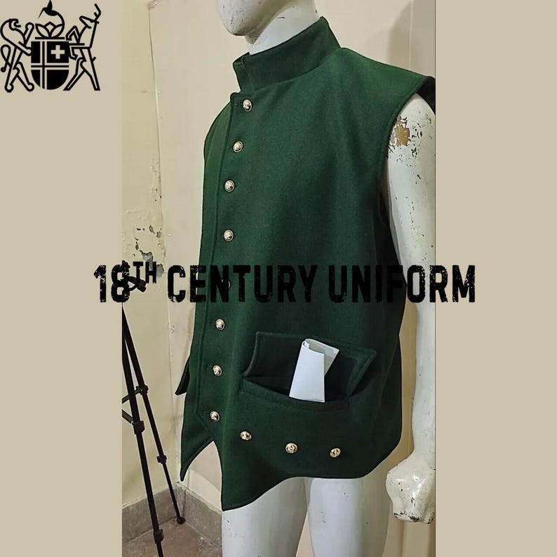 Men's Green Wool 18th Century Vest: Revolutionary War Style - Etsy