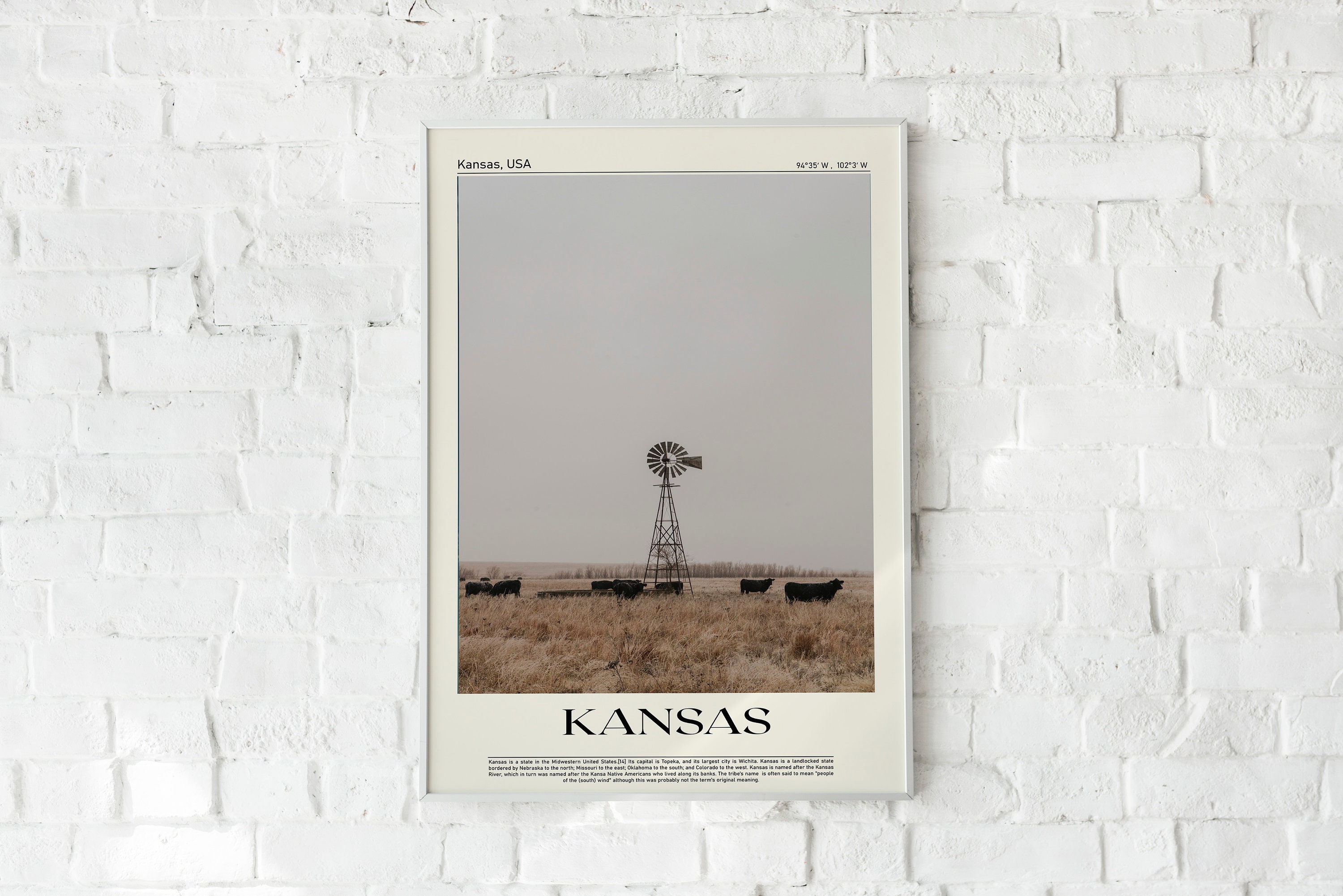 Digital Oil Paint, Wall Decor, Kansas Wall Art, Kansas Poster, Kansas ...