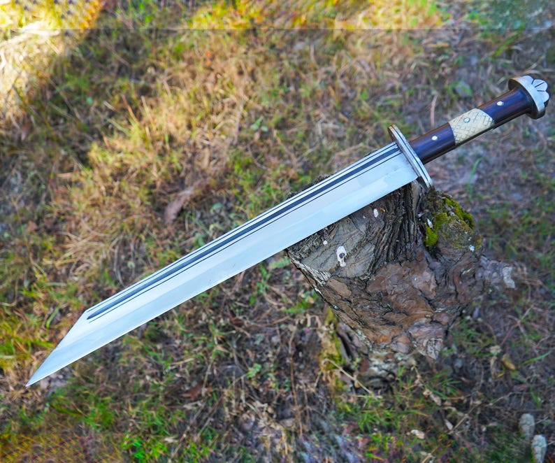 Hand-forged Norse Sword: 24" Tempered Steel Blade, Black Handle - Etsy