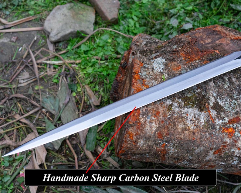 Handmade Viking Sword: Water Tempered Carbon Steel Blade, Black Wood ...