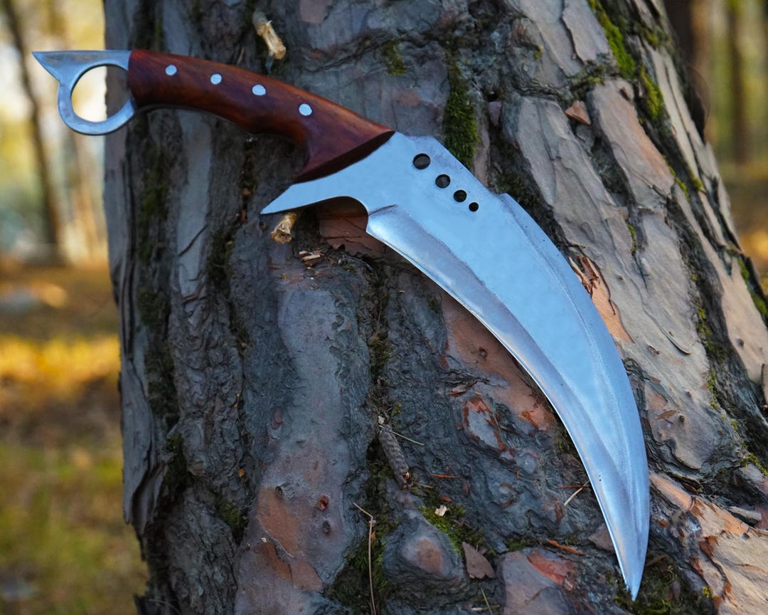 Hand Forged Karambit Knife: Carbon Steel Blade, Leather Sheath - Etsy