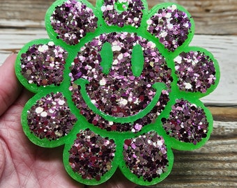 Flower Power Smiley Car Freshie Aromatherapy Air Freshener Aroma Bead ...