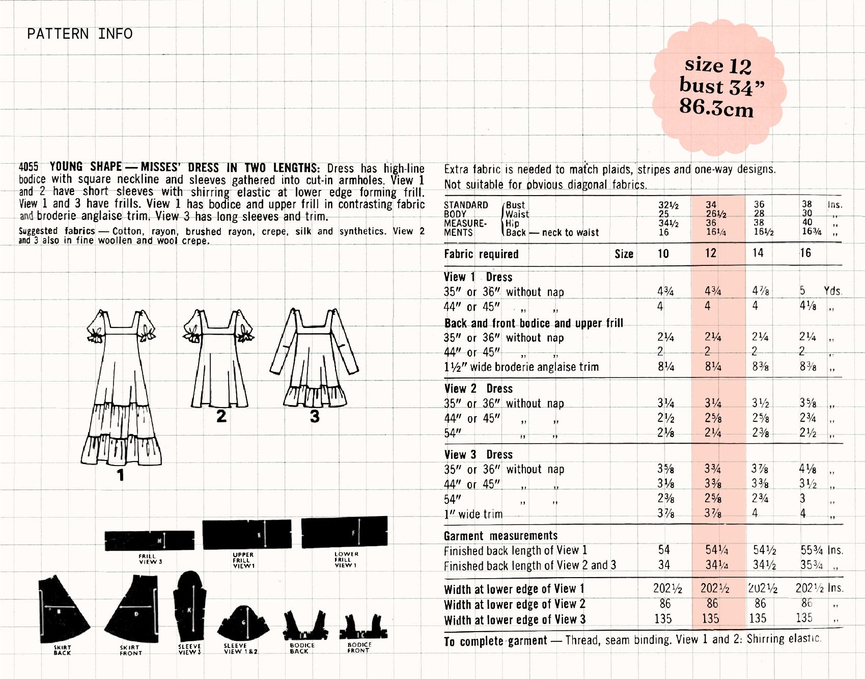 Sewing Pattern PDF Vintage – 70s Dress Pattern, Maxi Mini, Puff Sleeve ...